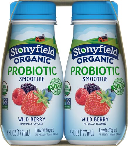 Stonyfield Organic, Low Fat Wild Berry Smoothie, 6 Fl Oz Bottles, 4Ct