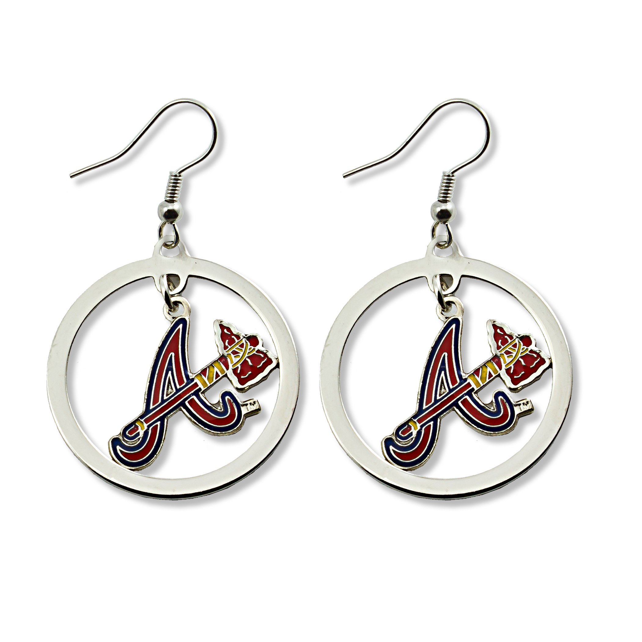 MLB Atlanta Braves Floating Logo Hoop Earrings