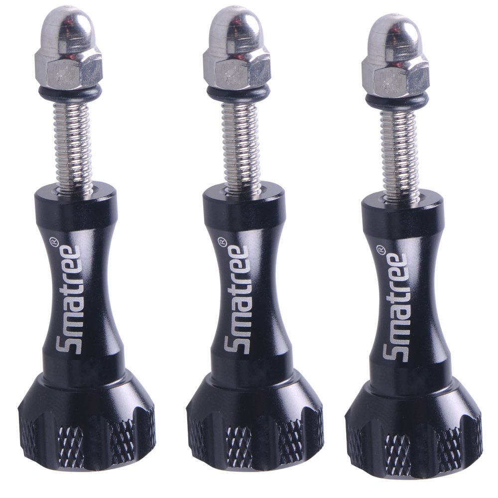 Smatree 3pcs Long Alumunium Thumbscrew Compatible for Gopro 13/12/11/10/9/8/7/6/5/4/3+/3/2/1/2018/Max/DJI OSMO Action Cameras, (Black)