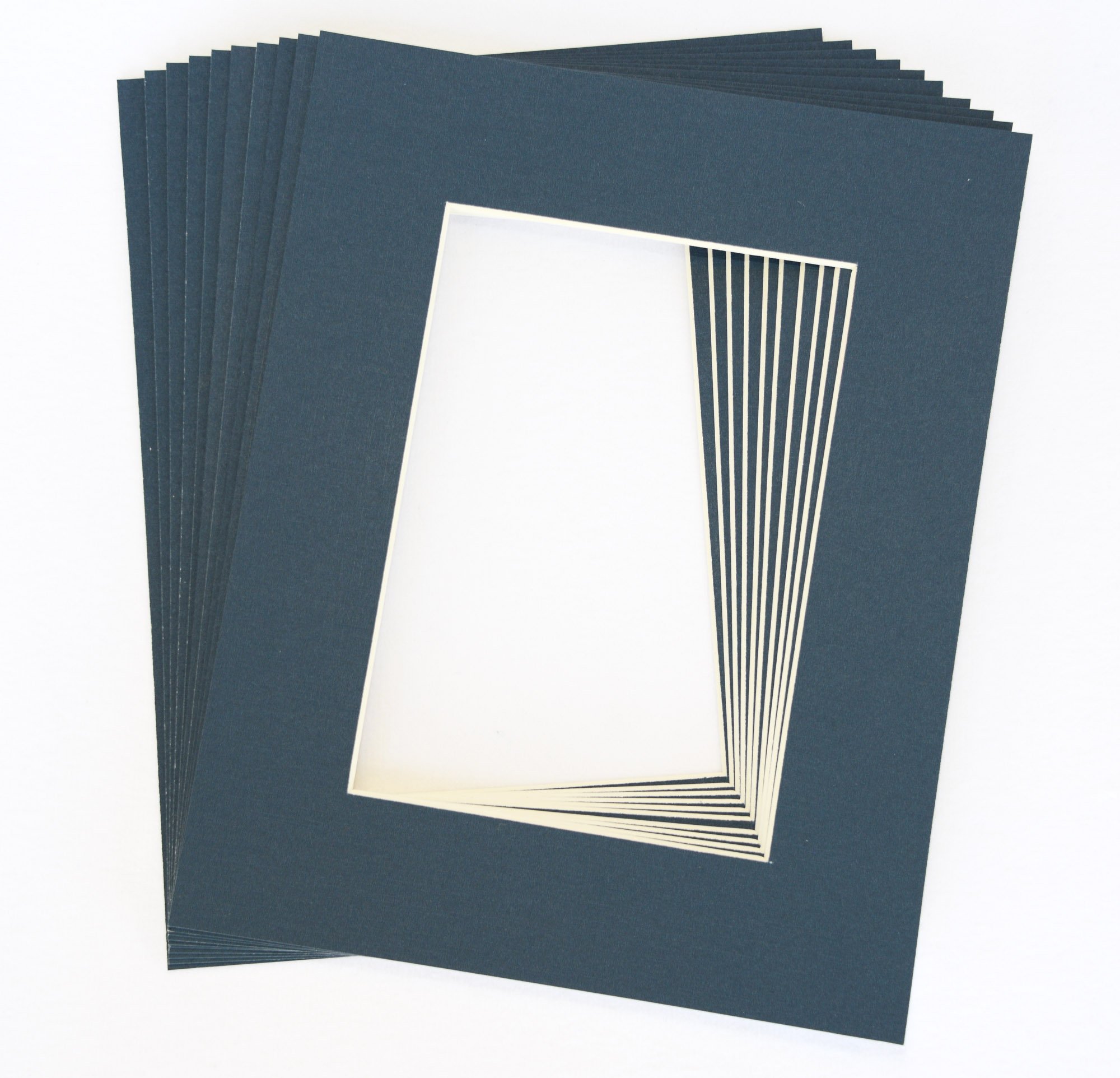 topseller100, Pack of 10 NAVY BLUE 8x10 Picture Mats Matting with White Core Bevel Cut for 5x7 Pictures