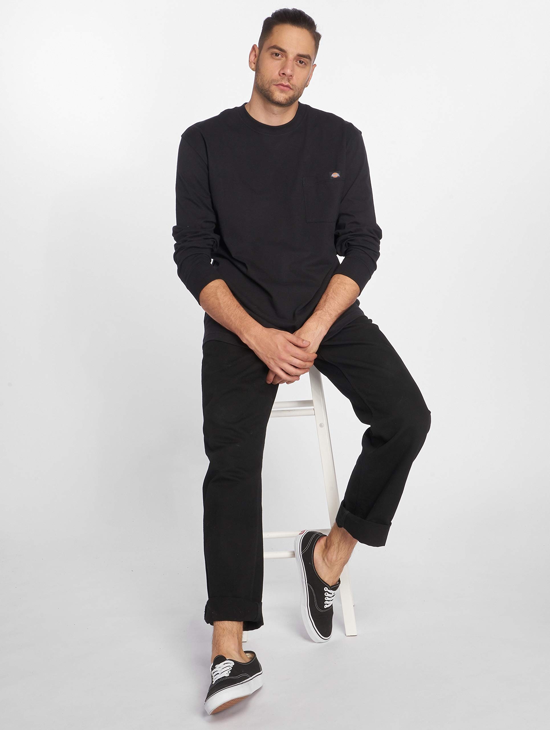 Dickies Men's Long Sleeve Heavyweight Crew Neck, Black, Large