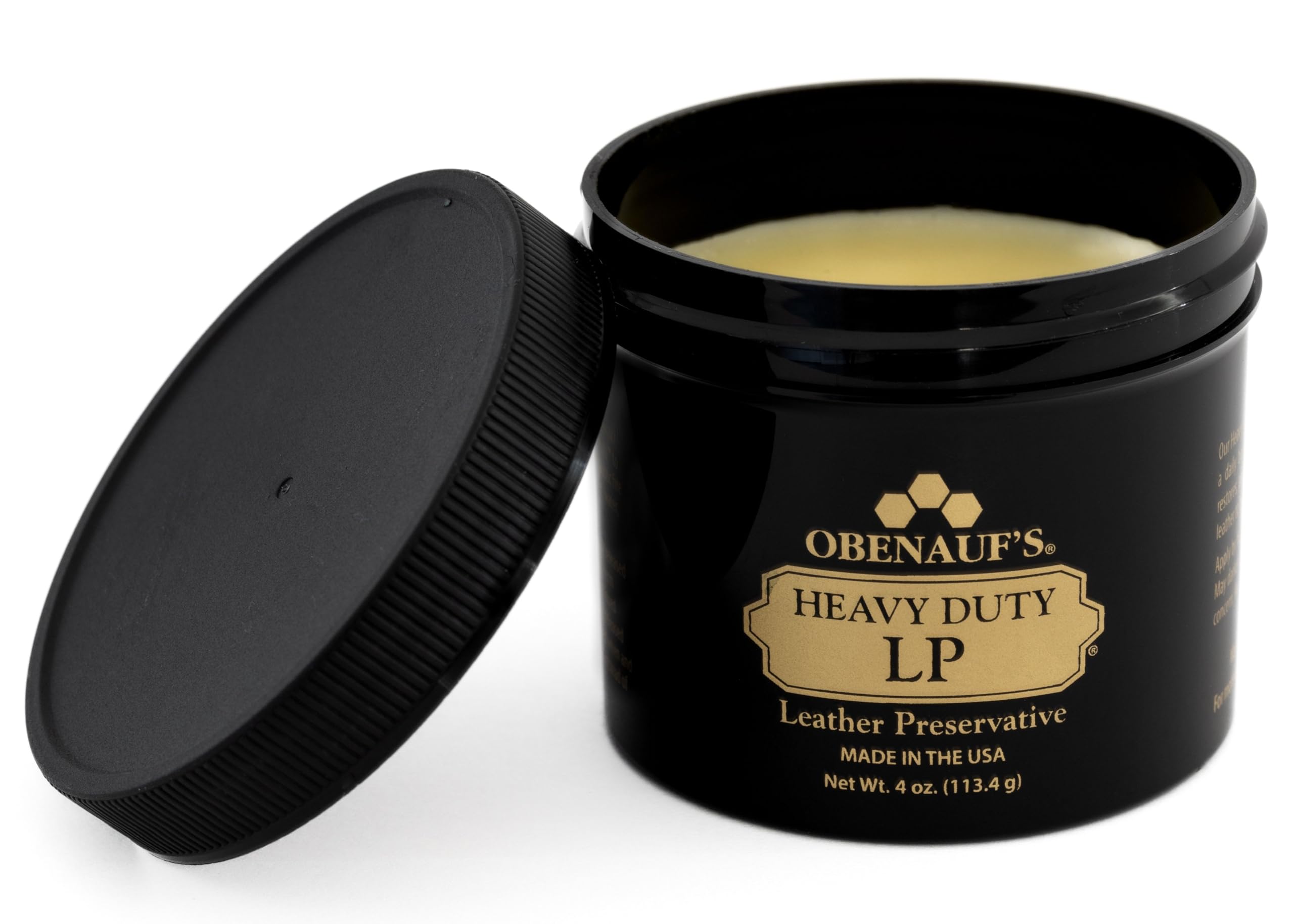 Obenauf's Heavy Duty LP Leather Preservative (4oz)- All Natural Beeswax Oil Conditioner- Rejuvenate Restore & Preserve Sunfaded or Cracked Boots Jackets Saddles Car Auto Upholstery Furniture- USA Made