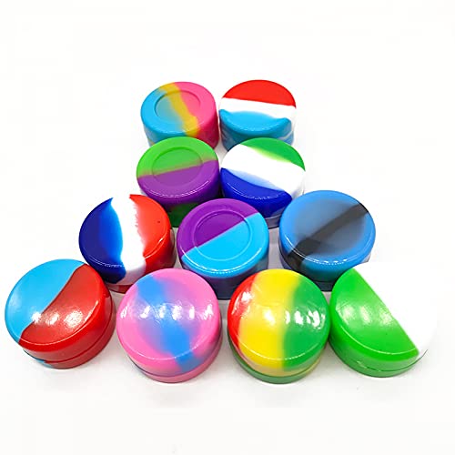 Silicone containers 10 Pcs Silicone Round Wax Concentrate Containers Non-Stick Silicone Oil Storage Jar Mini Container for Multi Use - Wax, Skin Cream, Paint, Jewelry, Beads, Spices and More(2ml)
