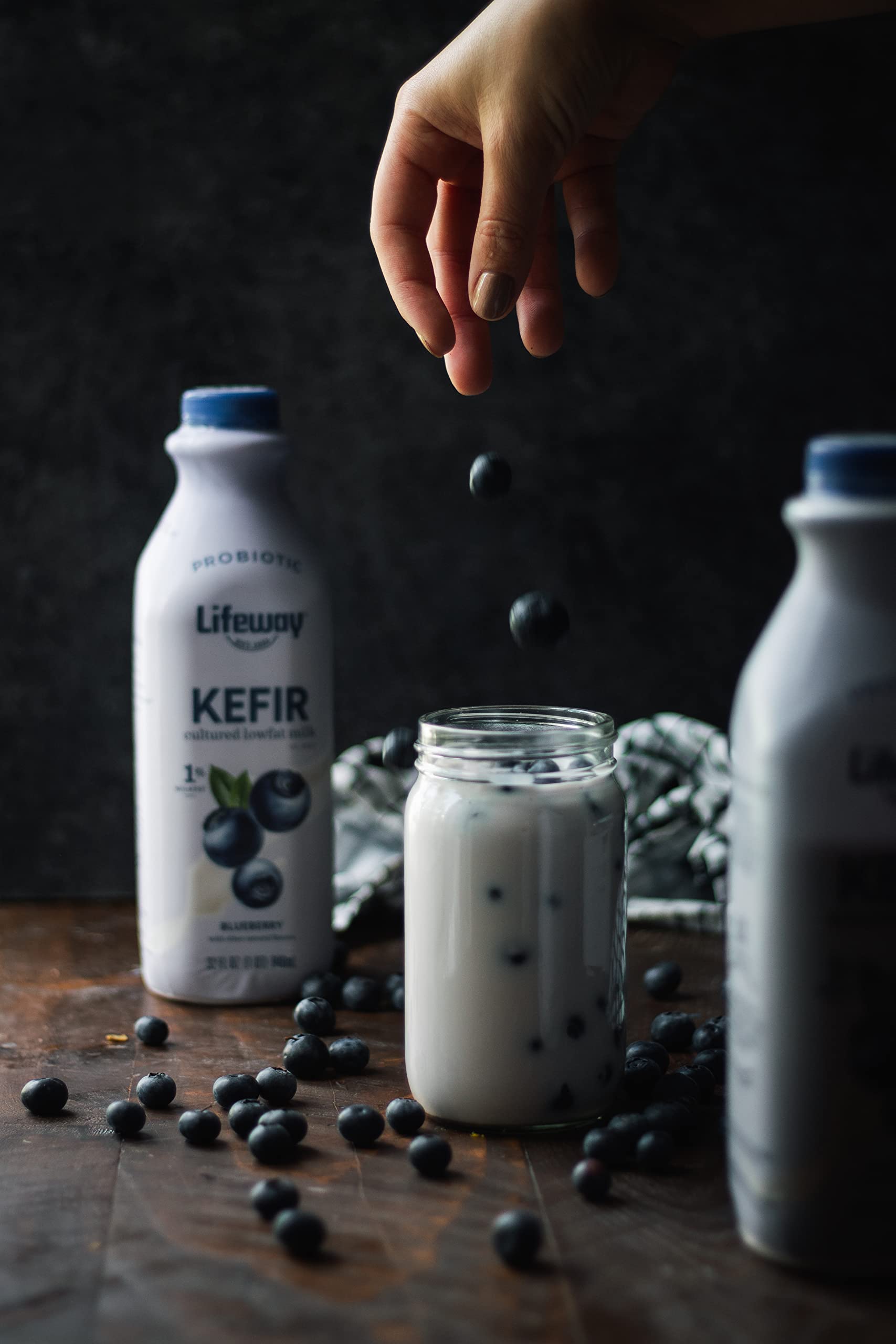 Lifeway Low Fat Kefir - 10g Protein, 12 Live Active Probiotic Cultures, Up to 99% Lactose Free, Gluten Free – Blueberry, 32 oz