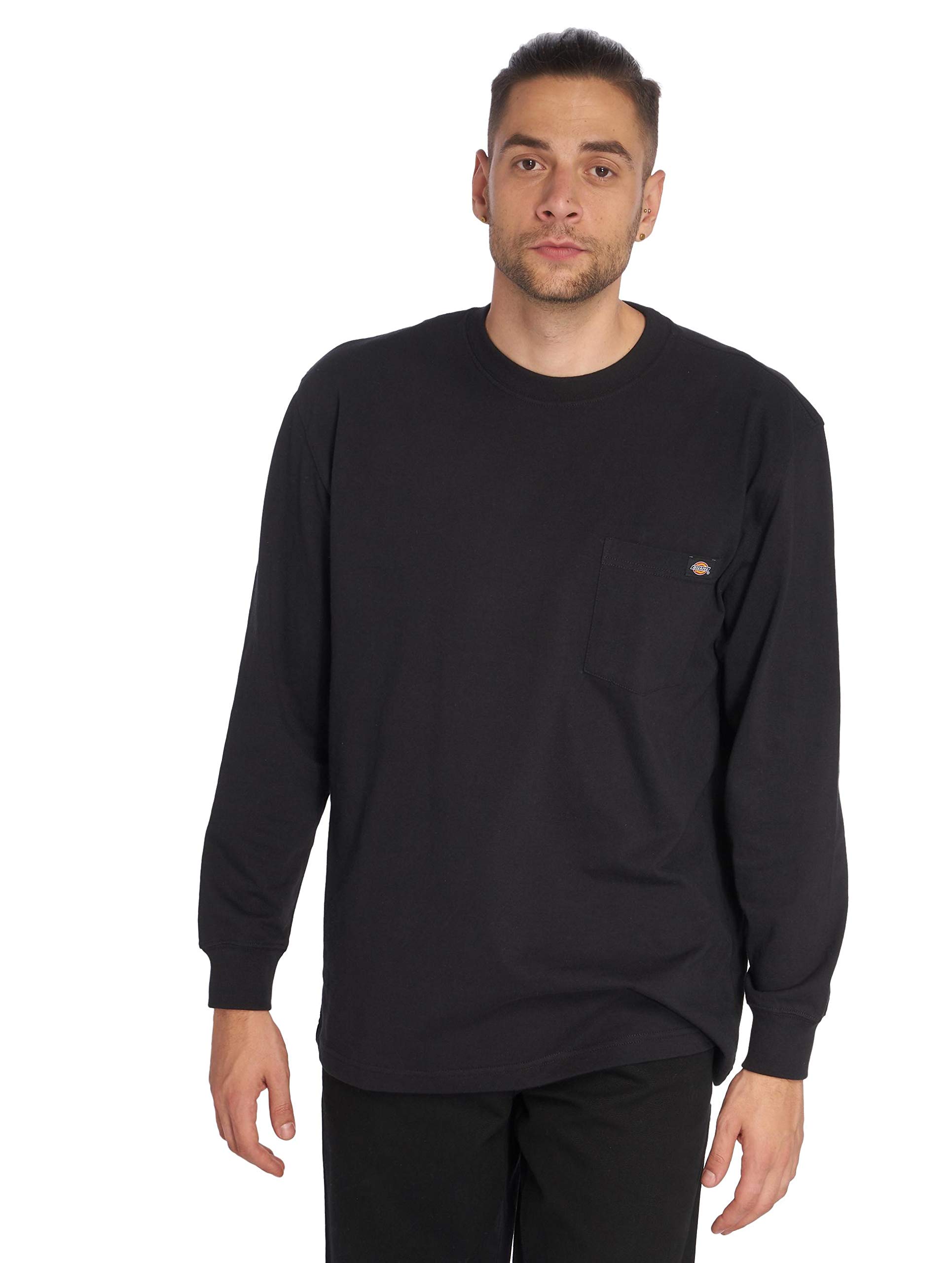 Dickies Men's Long Sleeve Heavyweight Crew Neck, Black, Large