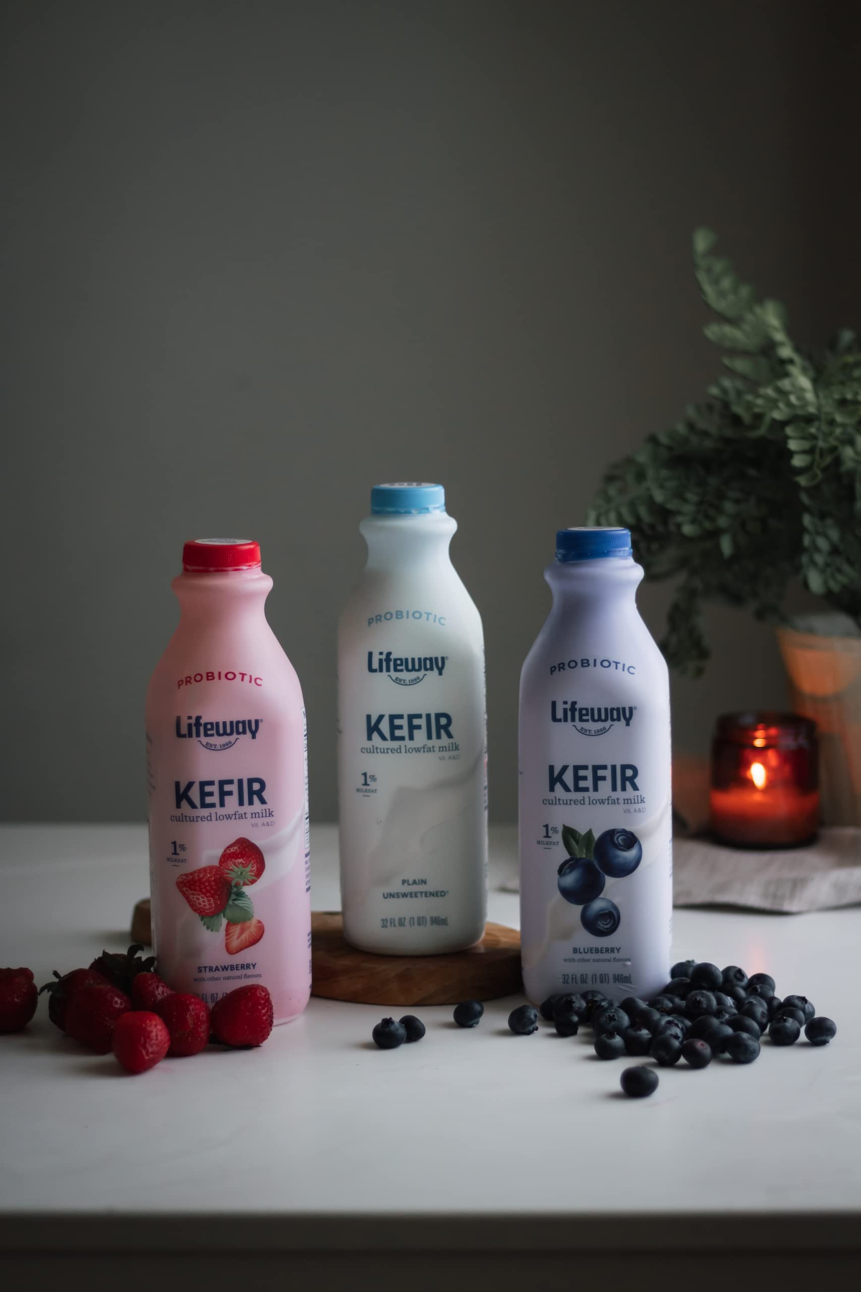 Lifeway Low Fat Kefir - 10g Protein, 12 Live Active Probiotic Cultures, Up to 99% Lactose Free, Gluten Free – Blueberry, 32 oz