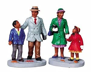 2009 Going to Church Set of 2 African American Christmas Village Figurines