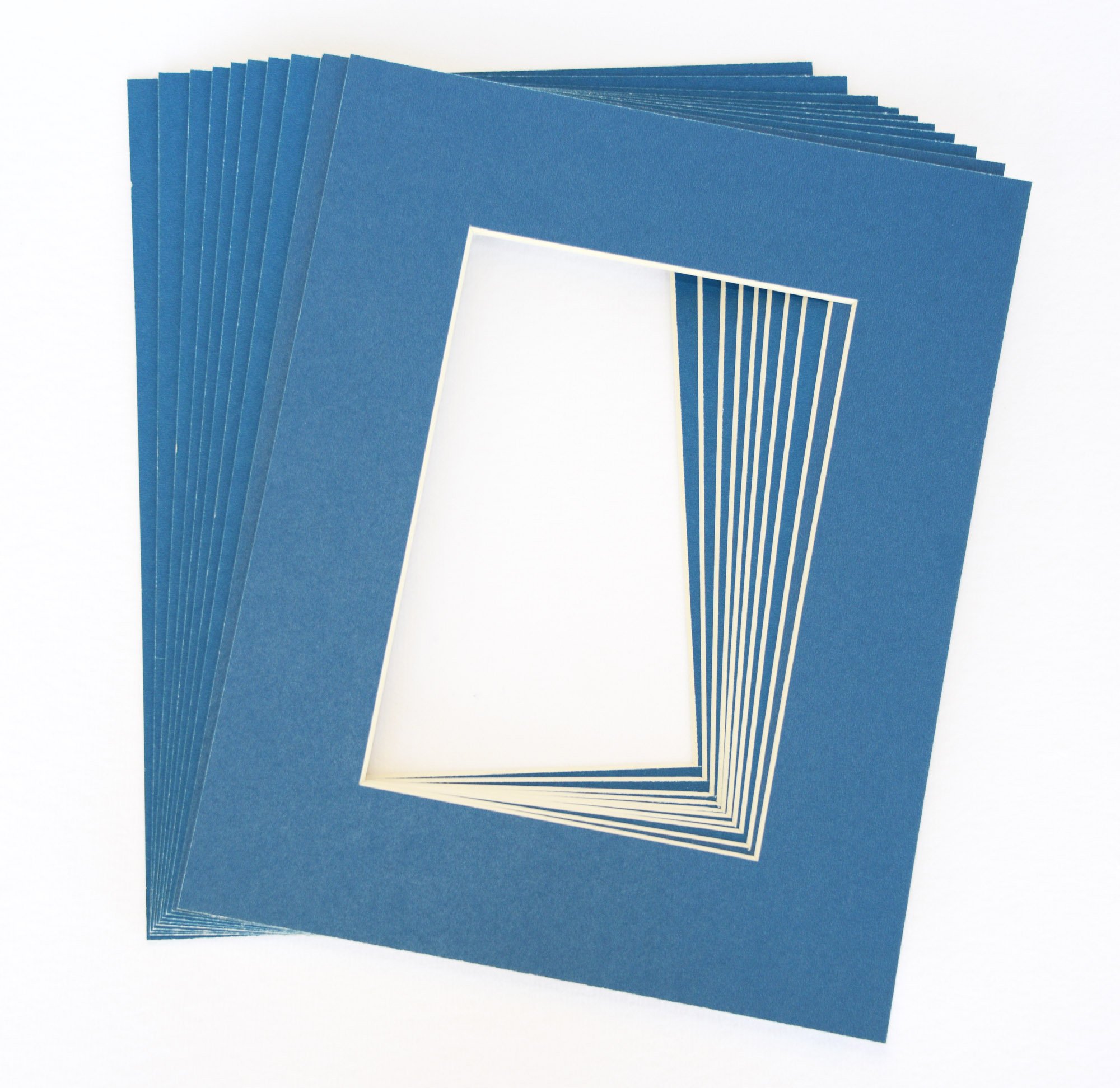 topseller100, Pack of 10 BLUE 8x10 Picture Mats Matting with White Core Bevel Cut for 5x7 Pictures