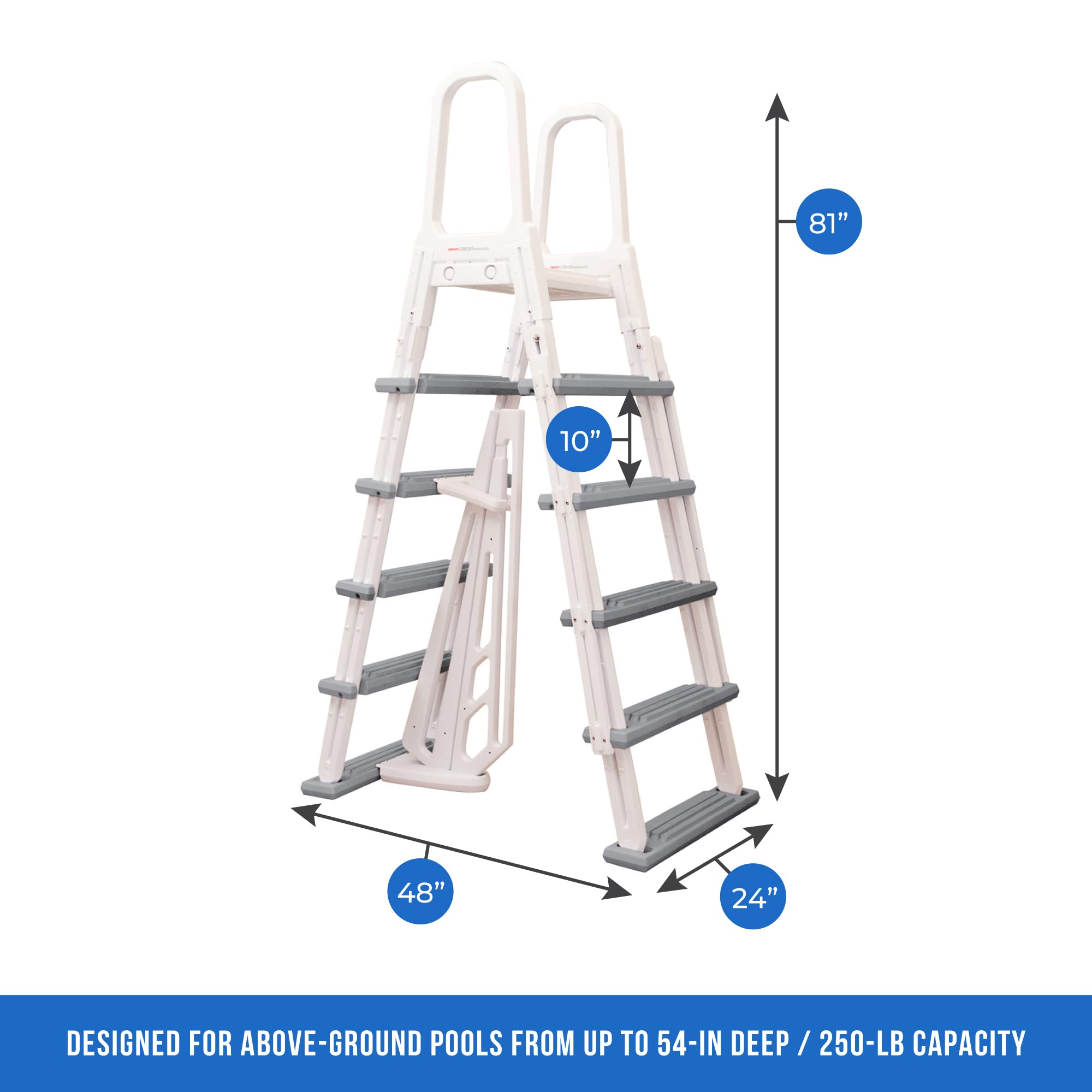 Blue Wave NE1202 Heavy Duty A-Frame Ladder for Above Ground Pools,White/Gray
