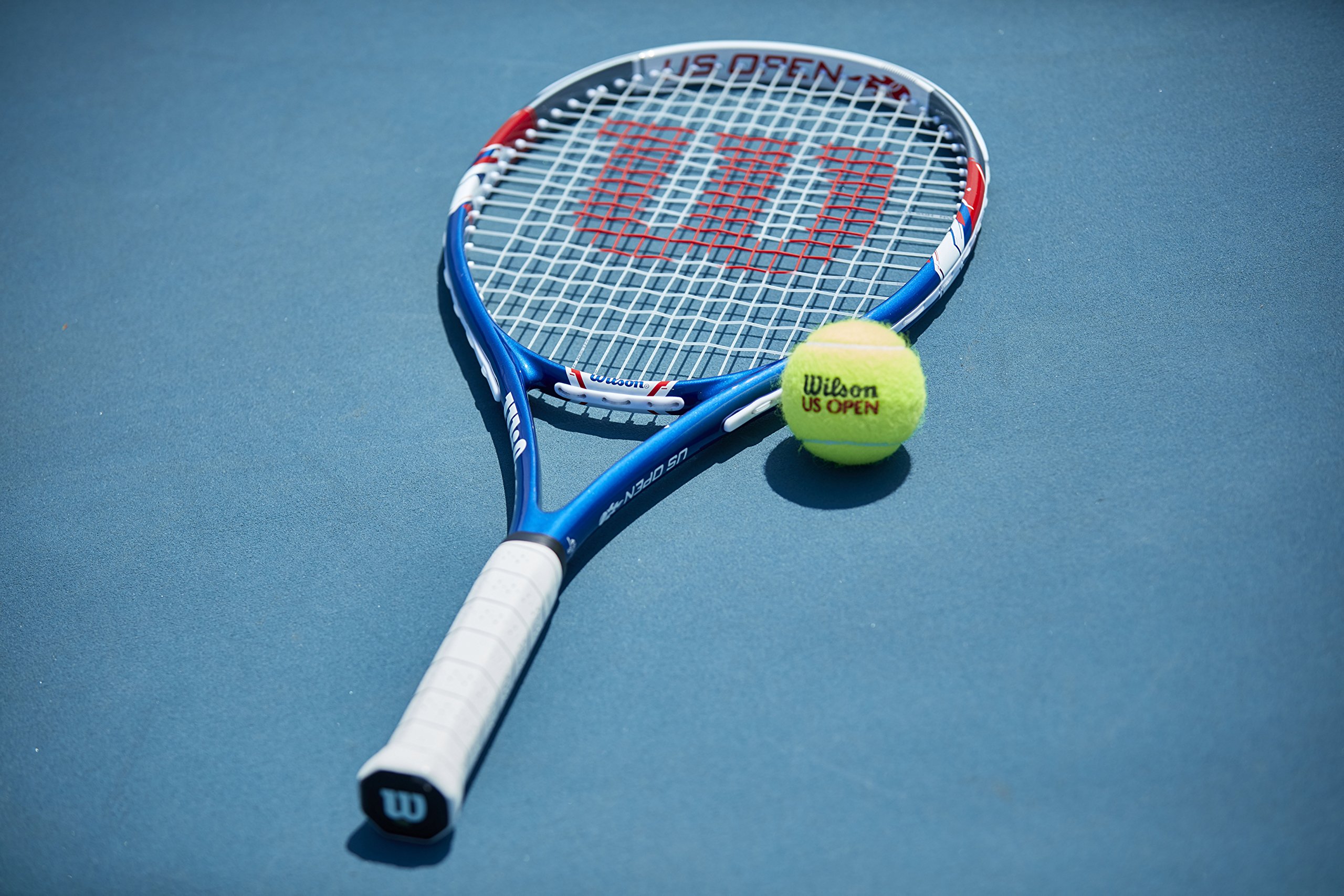 Wilson US Open Adult Recreational Tennis Racket - Grip Size 3 - 4 3/8", Red/White/Blue