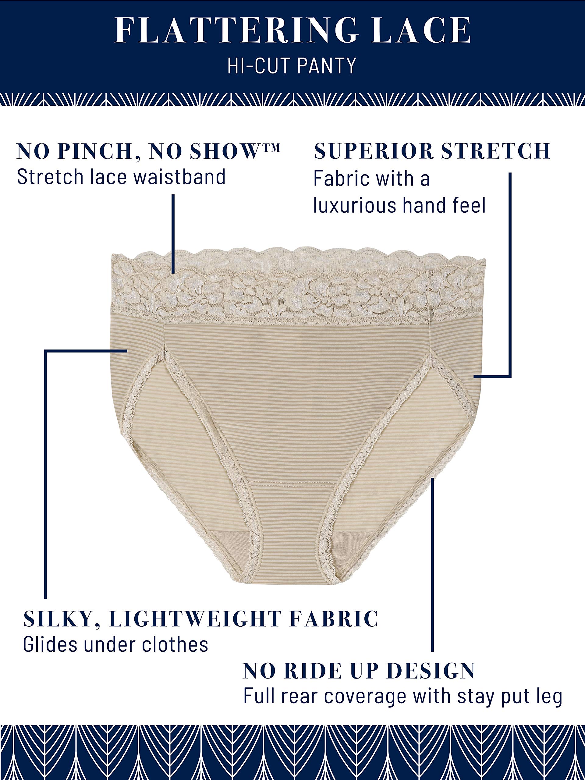 Vanity Fair Women's Flattering Lace Panties: Lightweight & Silky with Superior Stretch, White, 7