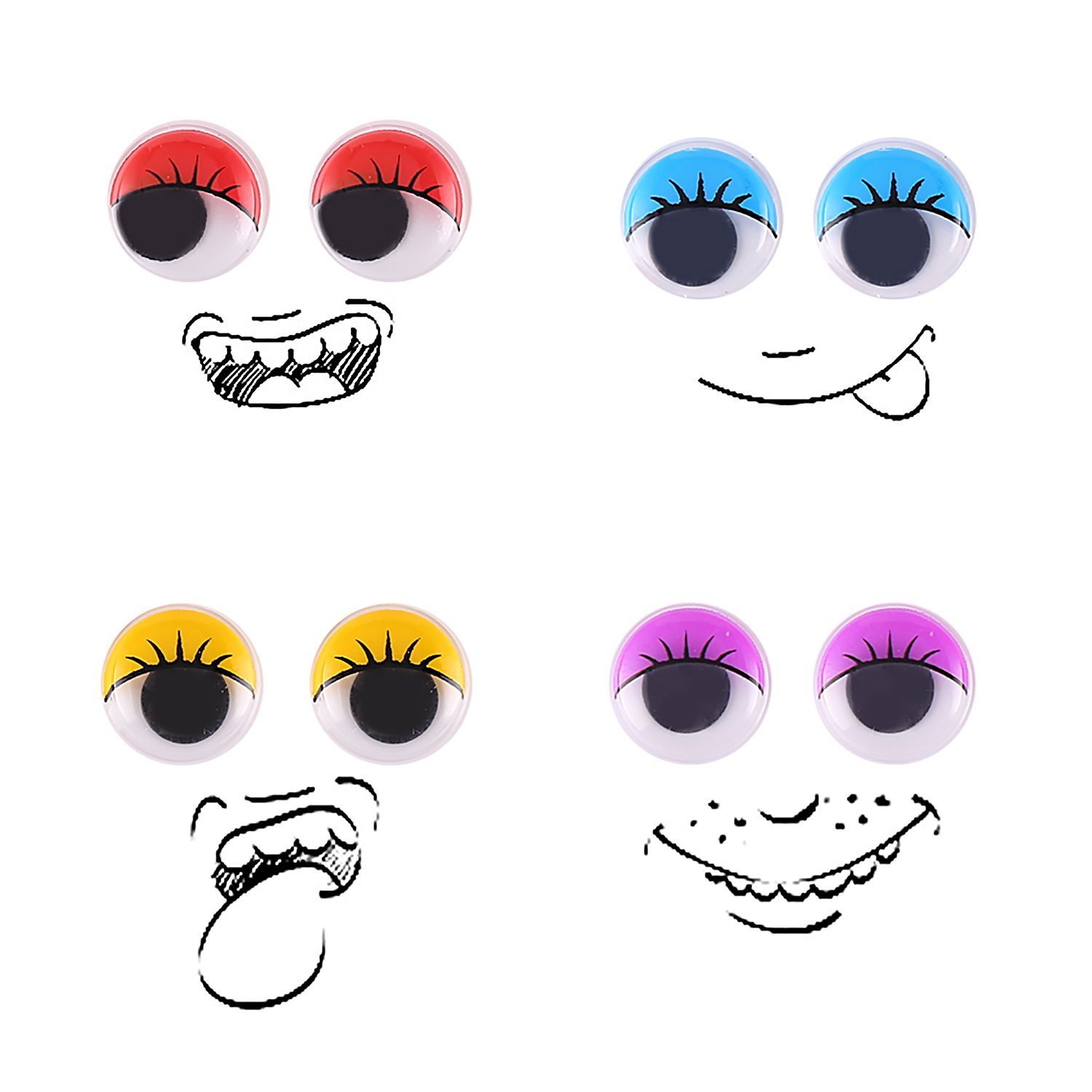 DECORA 240pcs 10mm Colors Wiggly Googly Eyes with Eyelash with Self-Adhesive DIY Scrapbooking Crafts