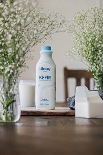 Lifeway Low Fat Kefir - Unsweetened, 10g Protein, 12 Live Active Probiotic Cultures, Up to 99% Lactose Free, Gluten Free – Plain, 32 oz