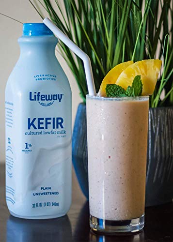 Lifeway Low Fat Kefir - Unsweetened, 10g Protein, 12 Live Active Probiotic Cultures, Up to 99% Lactose Free, Gluten Free – Plain, 32 oz