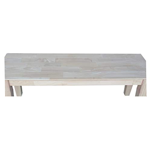 IC International Concepts Shaker Style Bench for Kitchen/Dining, Solid Parawood, 47"W x 14.37"D x 18.7"H, 450 lb Capacity, Paint or Stain in Any Color Any Color, Unfinished
