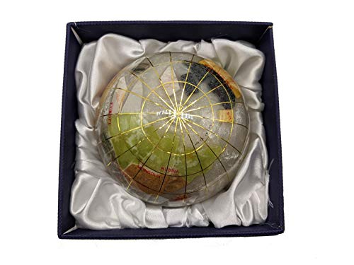 Unique Art 3-Inch Pearl Swirl Ocean Gemstone World Globe Paper Weight