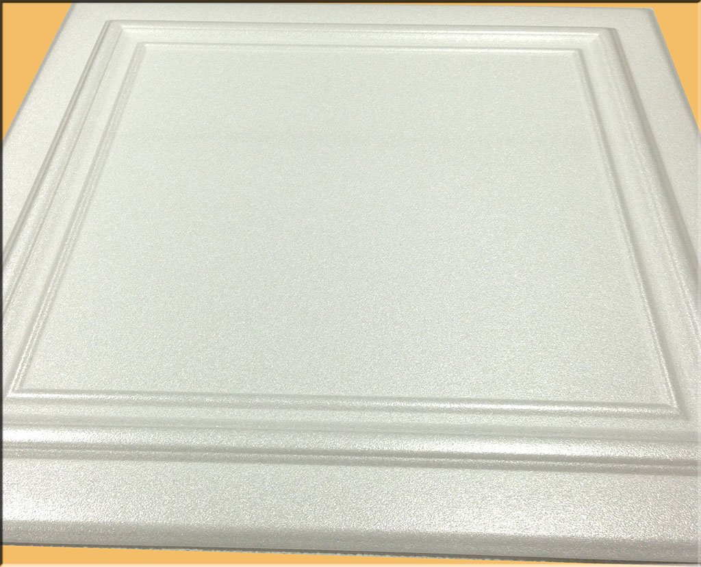 Zeta White (Foam) Ceiling Tile - 40pc Box - Decorative Ceiling Tile Easy Glue up DIY