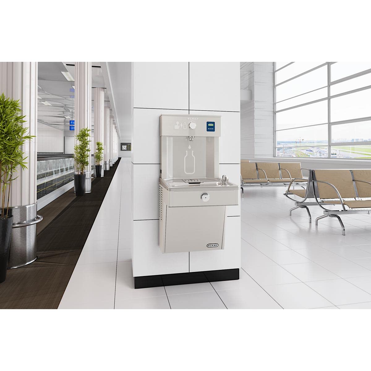 Elkay VRC8WSK EZH2O Vandal-Resistant Bottle Filling Station & Single Cooler, Non-Filtered 8 GPH Stainless, 18.00 x 18.63 x 38.81