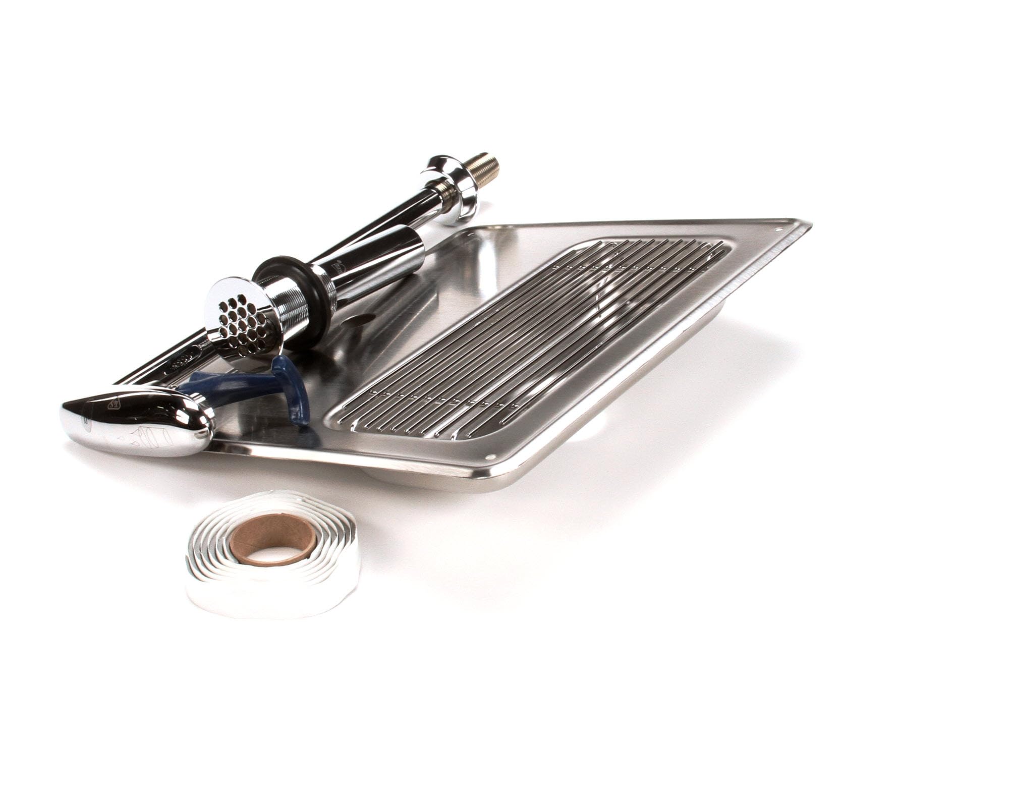 T&S Brass B-1230-12 Water Station with 12-Inch Pedestal Glass Filler and Drip Pan Assembly