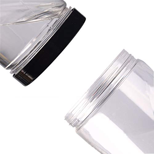 18.9oz (560 ml) Empty Clear Wide Mouth Plastic Jars with Smooth Black Lids and Labels (12 Pack) – PET Containers Great for Cream,Cosmetics,Slime Storage Jars –BPA Free