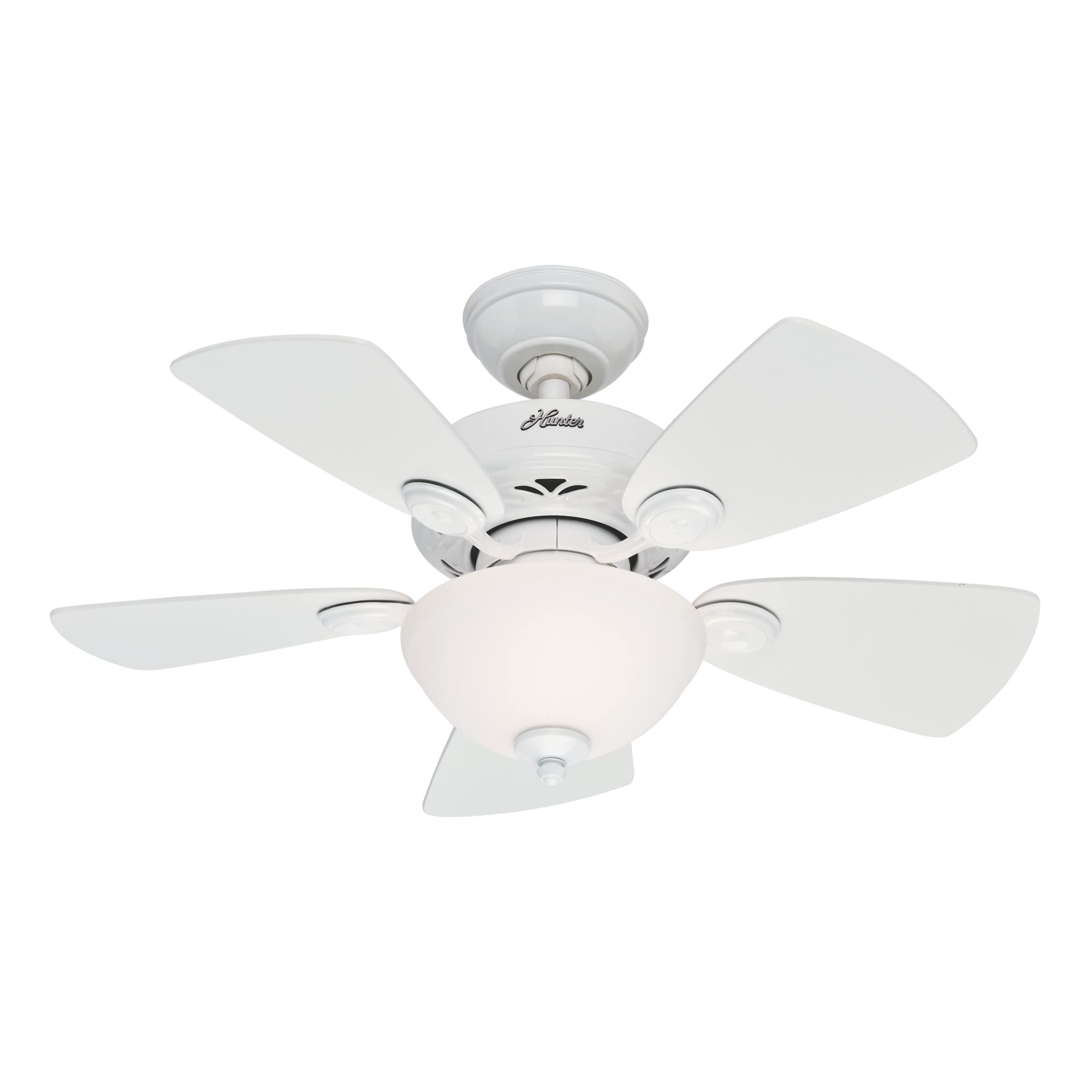 Hunter Fan Company, 52089, 34 inch Watson Snow White Ceiling Fan with LED Light Kit and Pull Chain