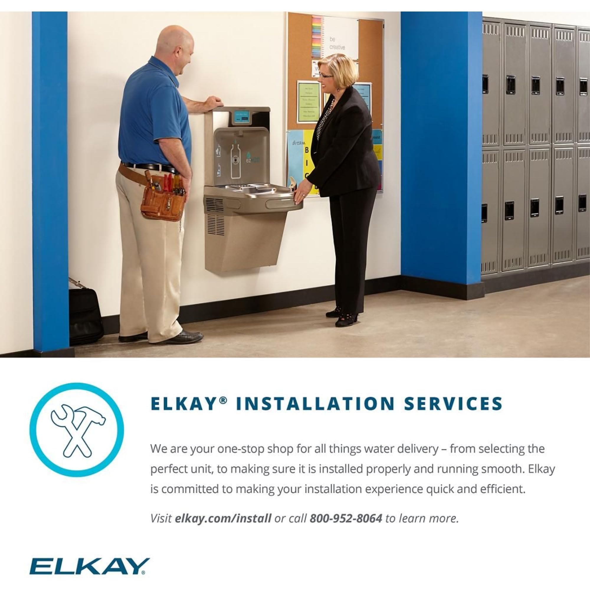 Elkay LVRCTL8WSK EZH2O Vandal-Resistant Bottle Filling Station &, Bi-Level Cooler Filtered 8 GPH Stainless