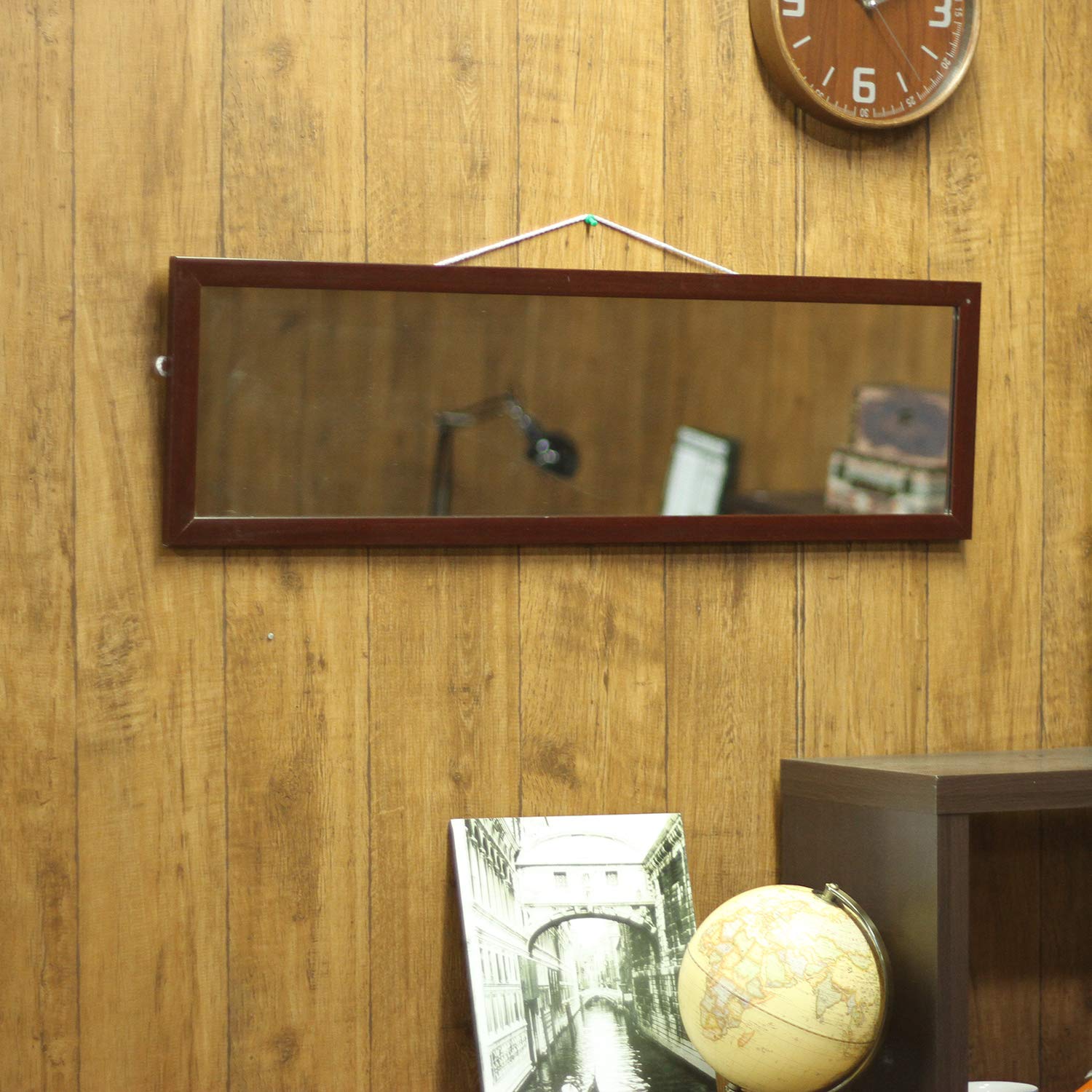 Fuji Boeki 10523 Full-Length Wall Mirror, Height 35.4 inches (90 cm), Brown, Wood, Shatterproof