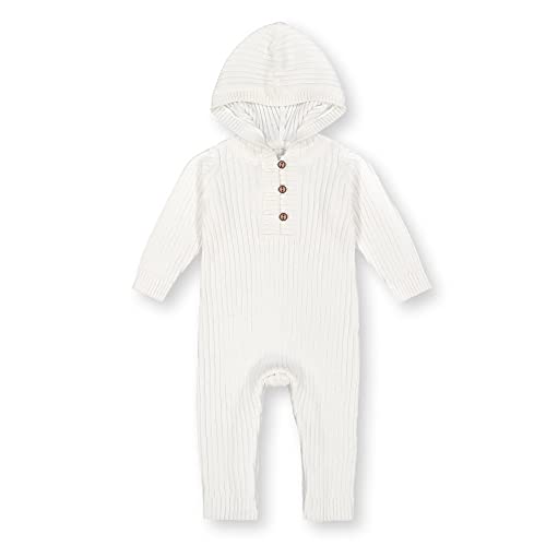 Hope & Henry Layette Baby Long Sleeve Hooded Henley Sweater Romper