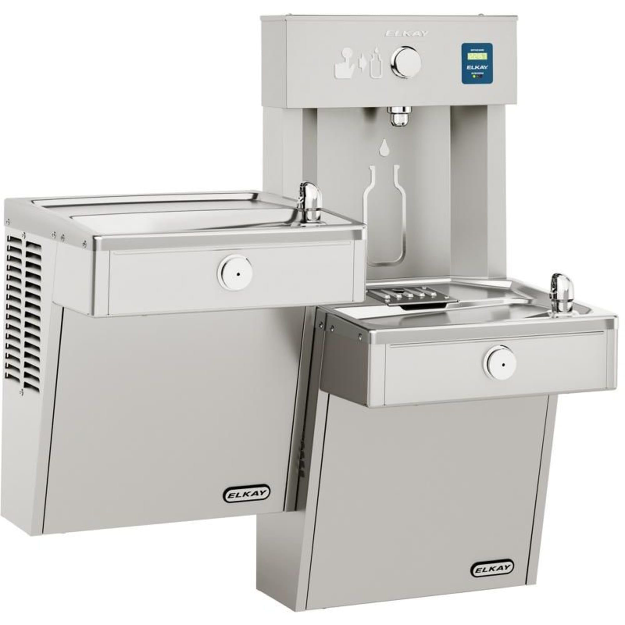 Elkay LVRCTL8WSK EZH2O Vandal-Resistant Bottle Filling Station &, Bi-Level Cooler Filtered 8 GPH Stainless