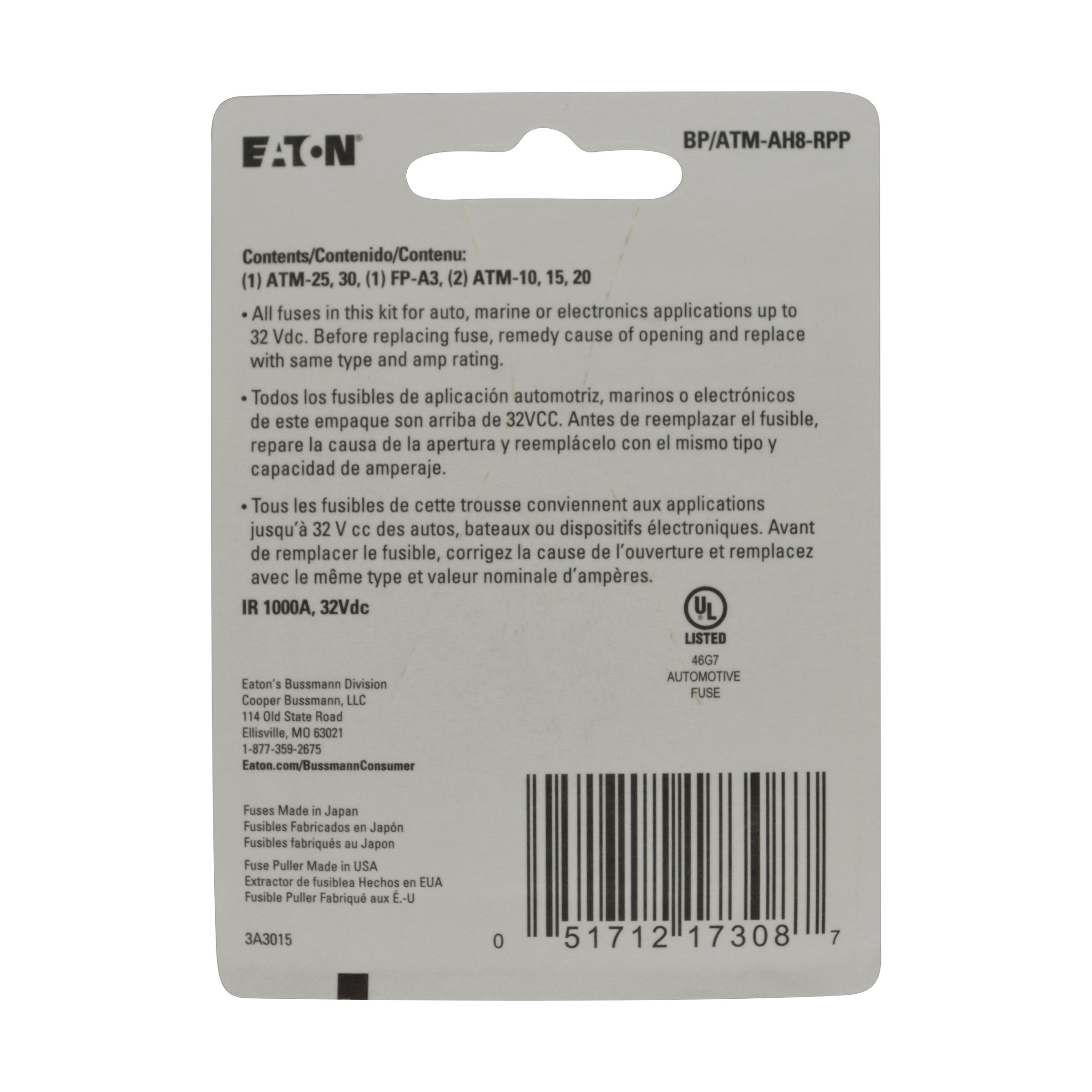 Bussmann (BP/ATM-AH8-RPP) High Ampere ATM Emergency Fuse Kit, 1 Count (Pack of 8)