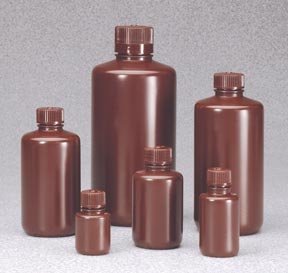 Nalgene Amber Narrow-Mouth HDPE Bottles, 4 oz.