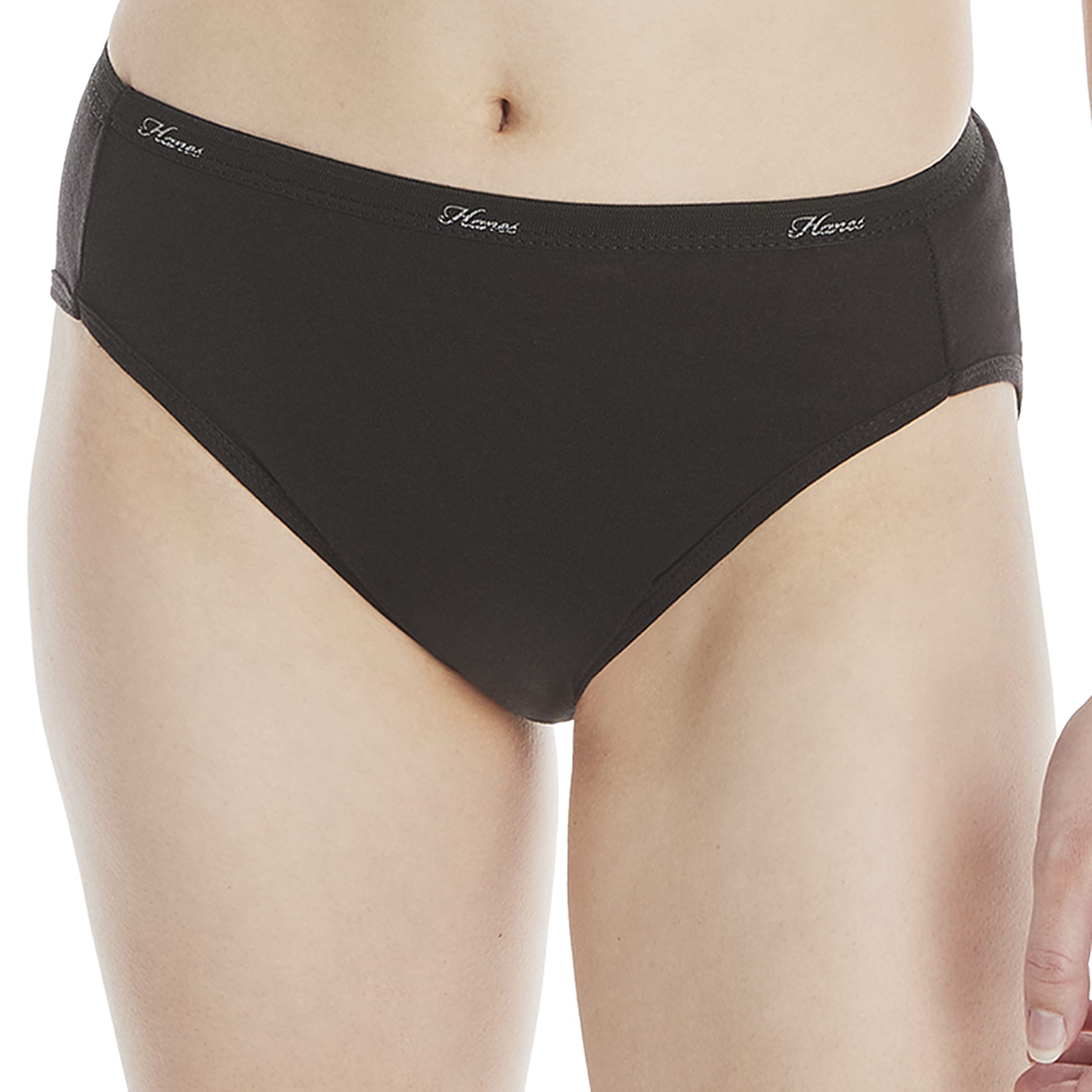 Hanes Womens Hi-cut Cotton Underwear, Value 10-pack, Assorted High-waisted Panties (Colors May Vary) Briefs-underwear, Solid/Print Mix, 10 US