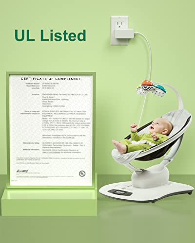 VHBW for 4moms mamaRoo Power Cord for 2/4 Infant Seat Charger, 2015 mamaRoo Infant Seat Bouncer, rockaRoo Baby Swing, OH-1048B1203000U Replacement mamaroo 12V AC Power Cord