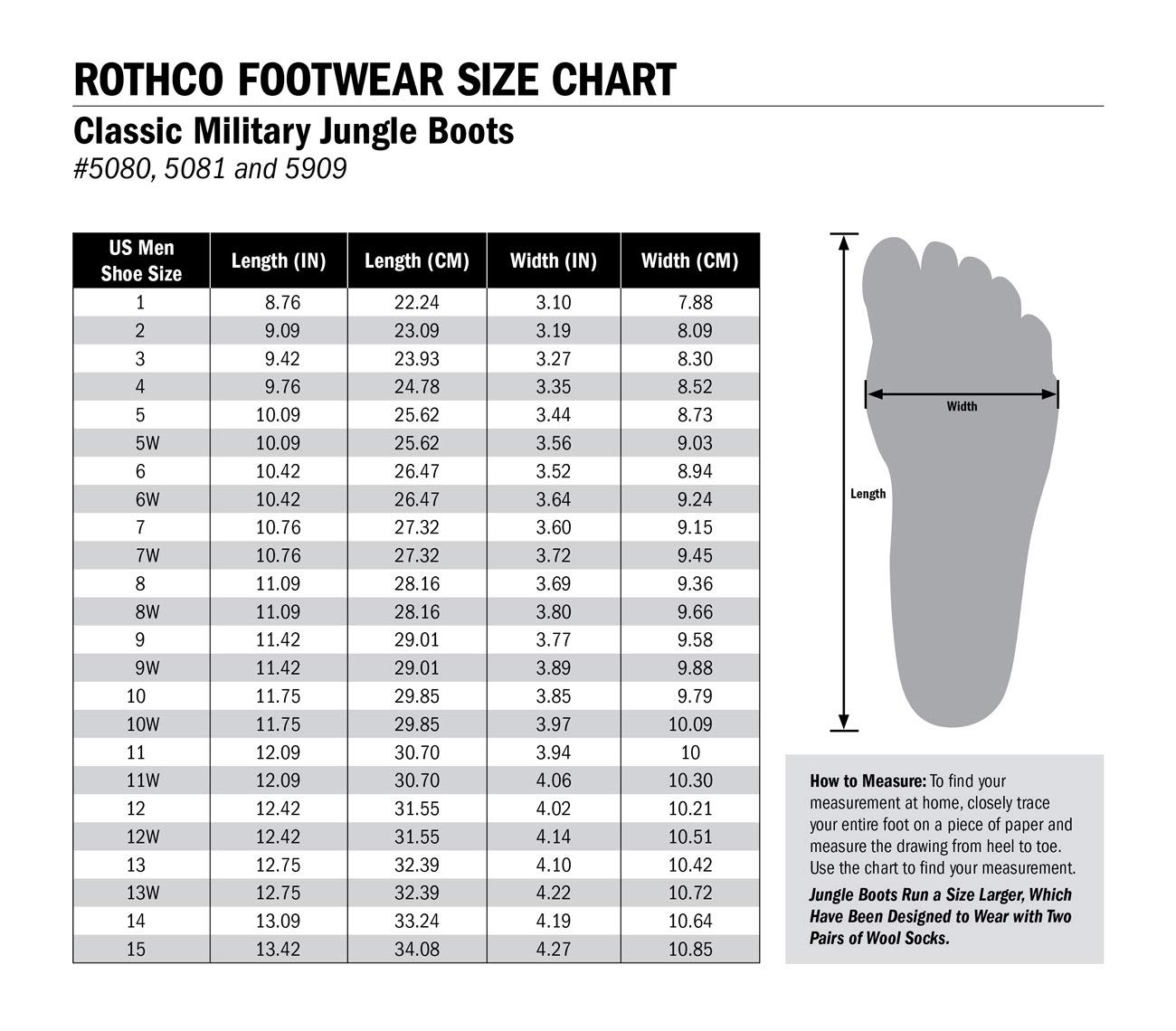 Rothco 8'' GI Type Jungle Boot, Black, 10