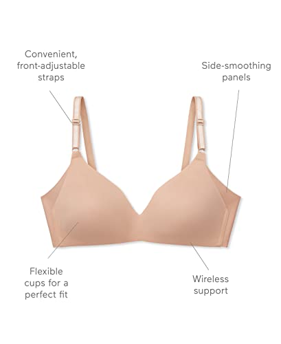 Warner's Women's No Side Effects Underarm-Smoothing Comfort Wireless Lightly Lined T-Shirt Bra 1056, Black, 36C