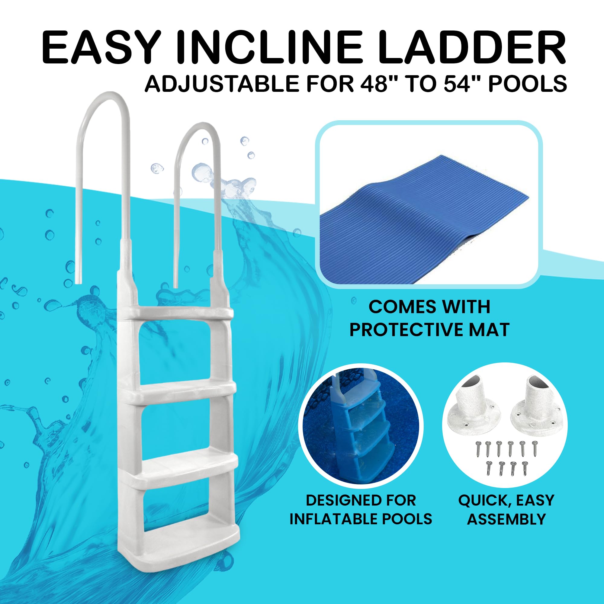 Main Access Above Ground Pool Ladder with Mat