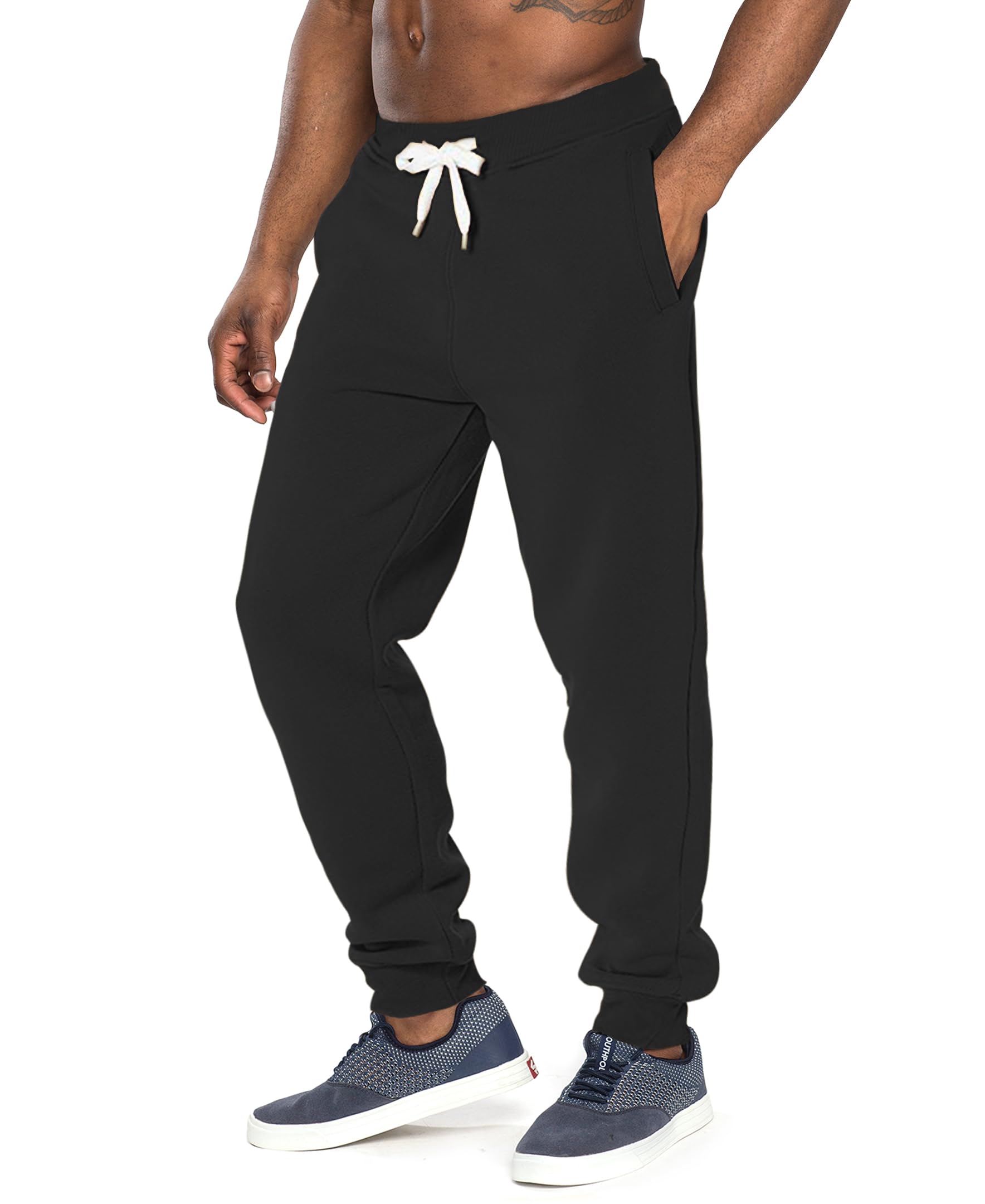 Southpole Men's Basic Active Fleece Jogger Pants-Regular and Big & Tall Sizes, BK, L