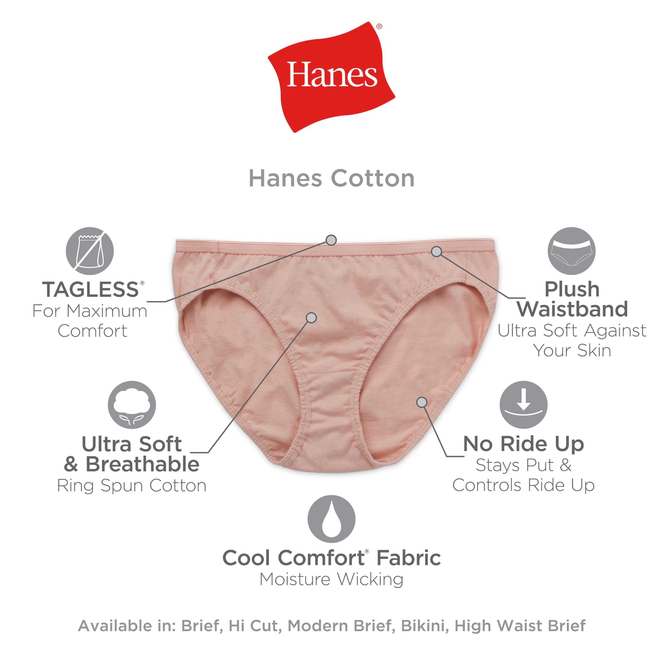 Hanes Womens Hi-cut Cotton Underwear, Value 10-pack, Assorted High-waisted Panties (Colors May Vary) Briefs-underwear, Solid/Print Mix, 10 US