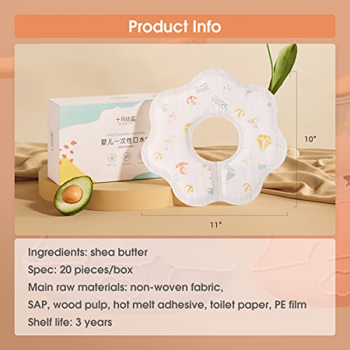 SEEDNUR Baby Disposable Drooling Bibs 360°Rotate Bibs For Teething And Drooling,Unisex Baby Bibs 20pcs(Boat)