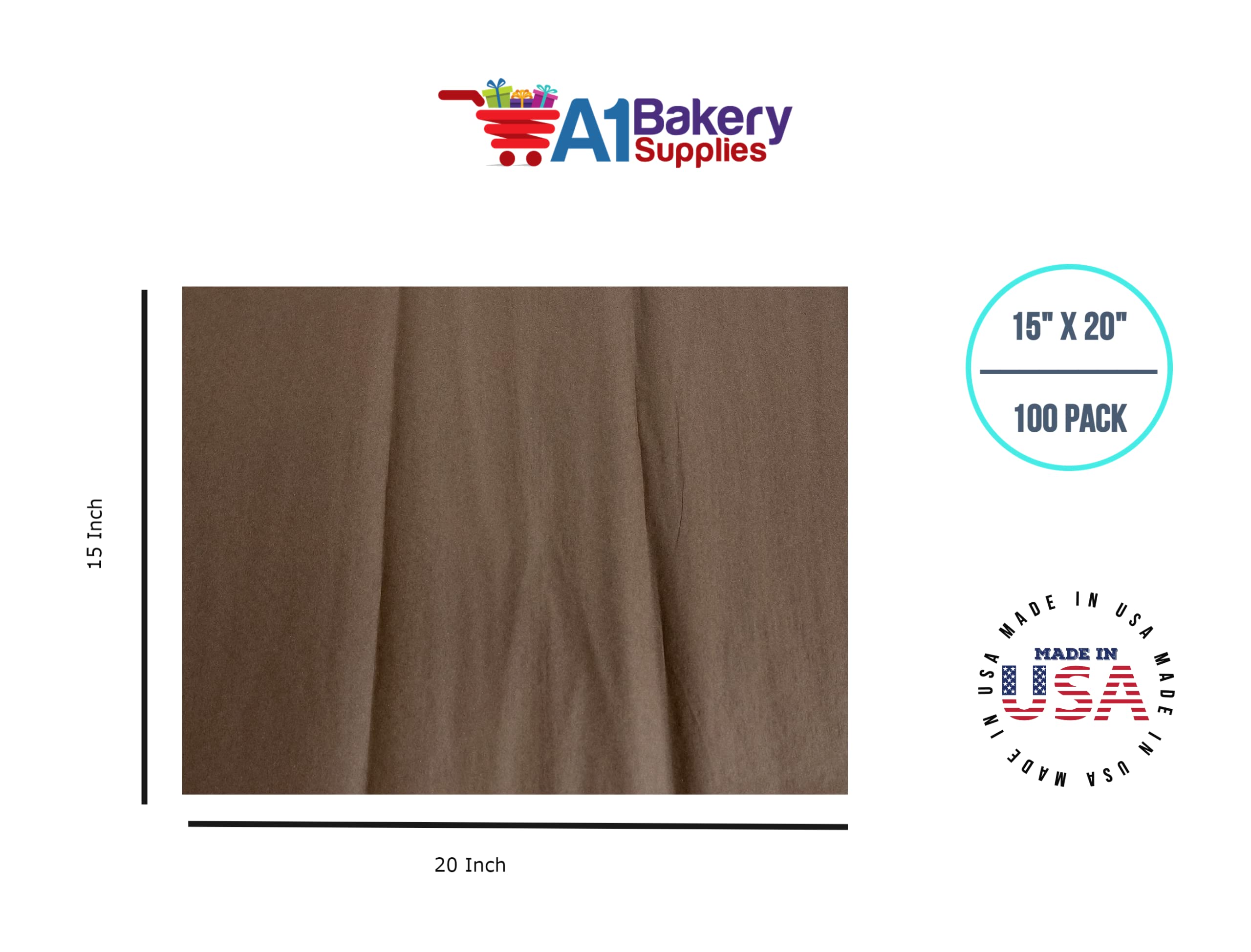 Chocolate Tissue Paper 15 Inch X 20 Inch - 100 Sheet Pack
