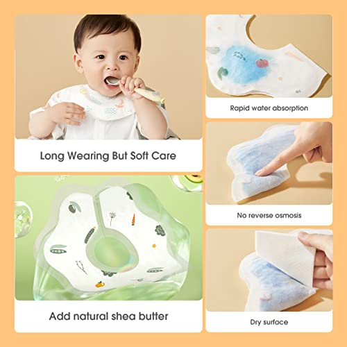 SEEDNUR Baby Disposable Drooling Bibs 360°Rotate Bibs For Teething And Drooling,Unisex Baby Bibs 20pcs(Boat)