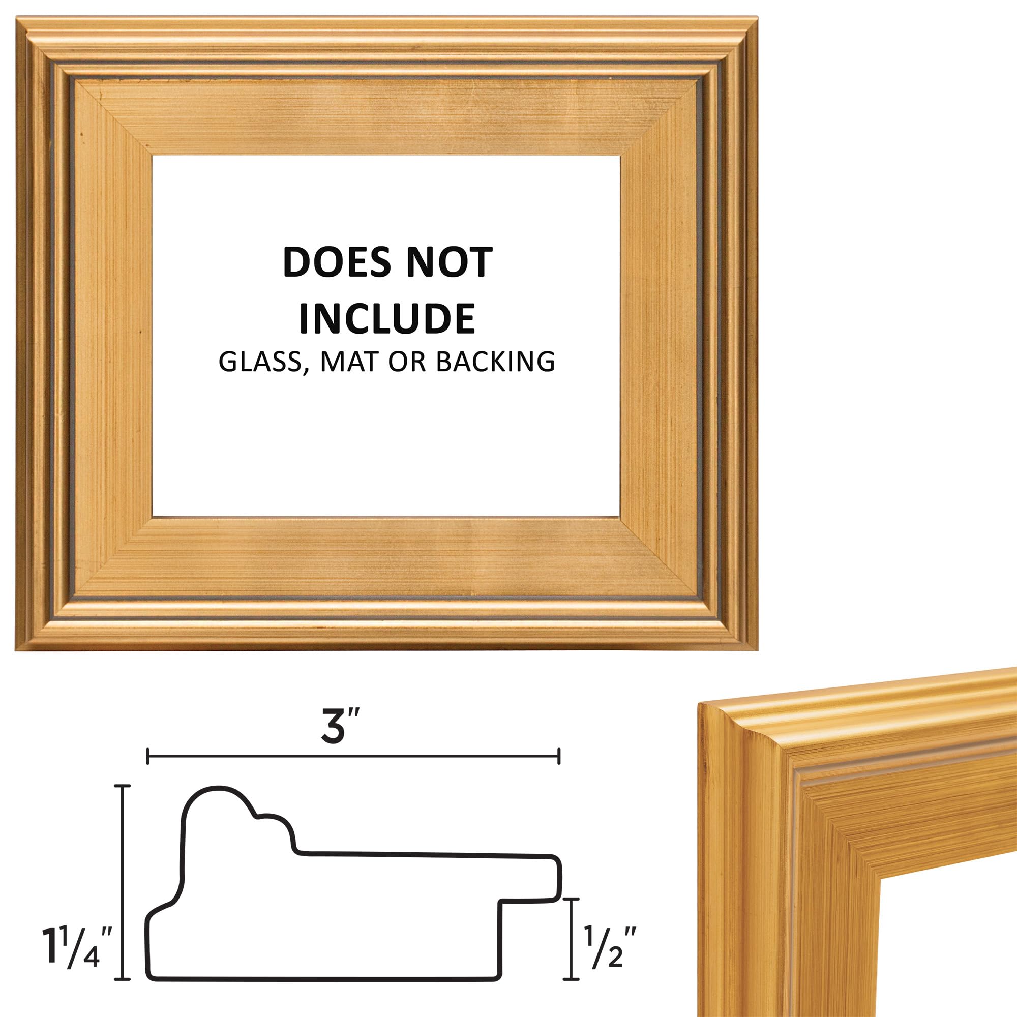 Creative Mark Plein Air Wooden Picture Frame - 16X20 Gold - Professional Single Frame for Art Panels, Stretched Canvas, Pictures and More, Glass and Backing not Included