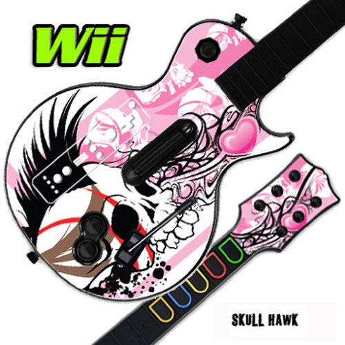 Mightyskins Skin Decal Skin Compatible with Guitar Hero 3 III Nintendo Wii Les Paul - Skull Hawk