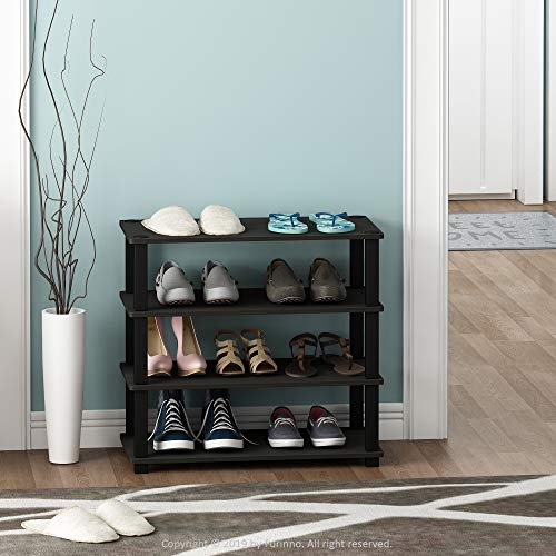 Furinno Turn-S-Tube 4-Tier Shoe Rack, Espresso/Black