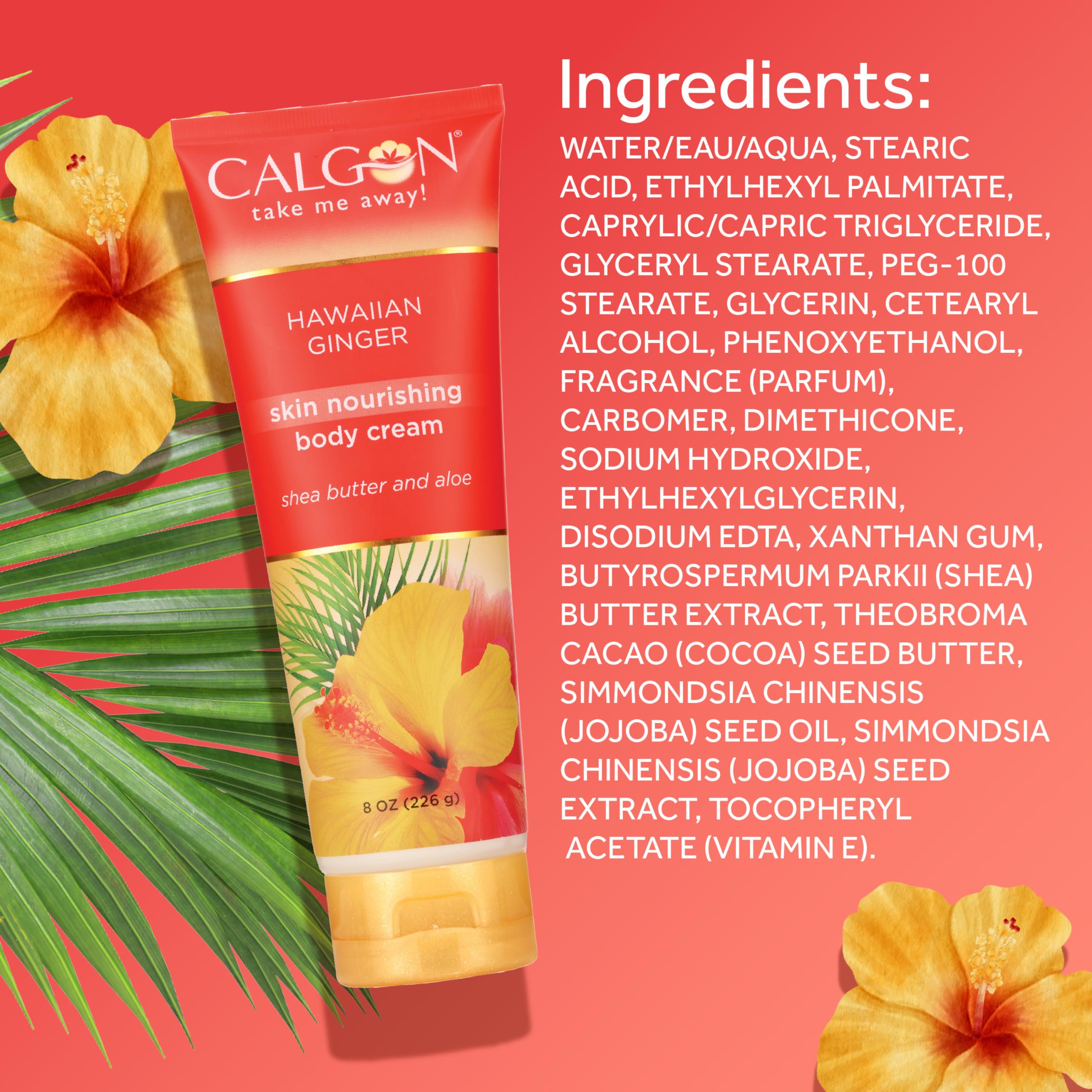 Calgon Skin Nourishing Body Cream, Hawaiian Ginger Skin, 8 oz