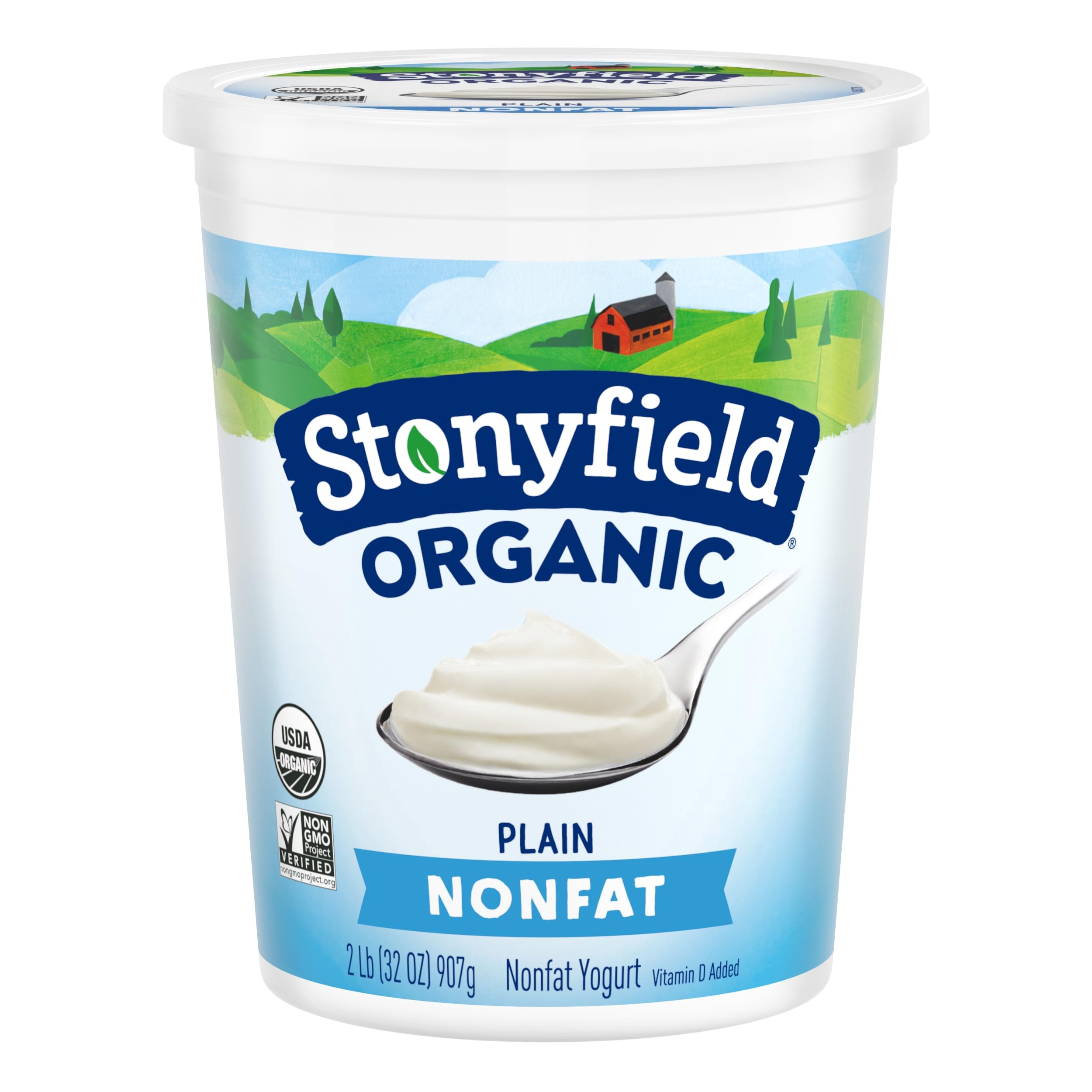 Stonyfield Organic Nonfat Yogurt, Plain, 32 oz.; Multiserving Yogurt Snack & Cooking Substitute