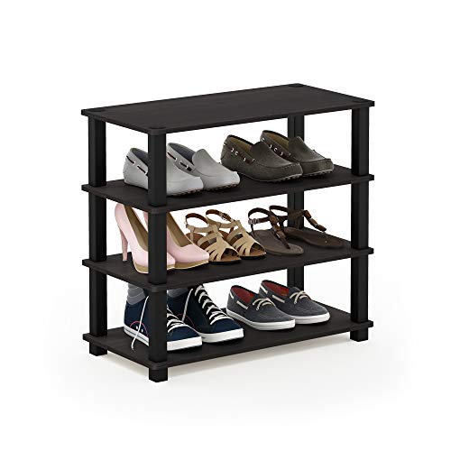 Furinno Turn-S-Tube 4-Tier Shoe Rack, Espresso/Black