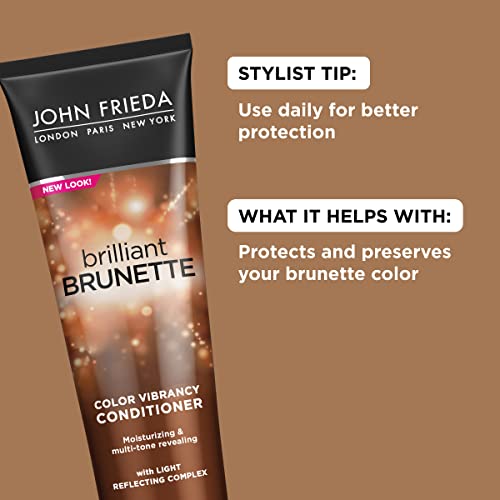 John Frieda Brilliant Brunette, Color Boosting Conditioner, Enhances and Protects Multi-Dimensional Tones, With Sweet Almond Oil to Rehydrate and Replenish Dry Hair, 8.45 Oz