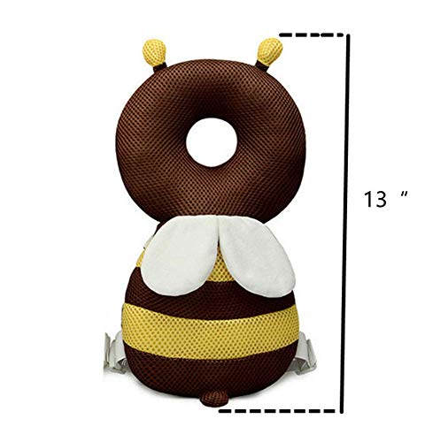 Baby Head Protector - Baby Walker Protective Head Adjustable Baby Safety Mat Protective Head Cute Bee Suitable Age 4-36 Months (Brown)