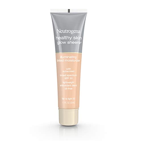 Neutrogena Healthy Skin Glow Sheers Tinted Moisturizer, Oil-Free & Non-Greasy Moisturizer with Antioxidant Vitamins A, C, and E, Broad Spectrum SPF 30 Sunscreen, Fair to Light 20, 1.1 oz (Pack of 2)